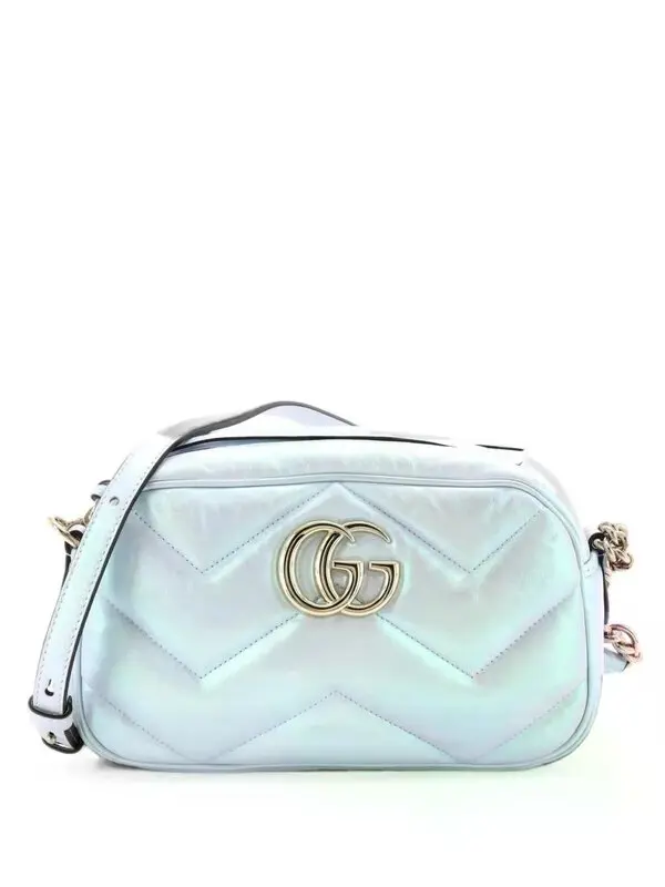 Gucci Gg Marmont Chevron Iridescent Leather Small Shoulder Bag