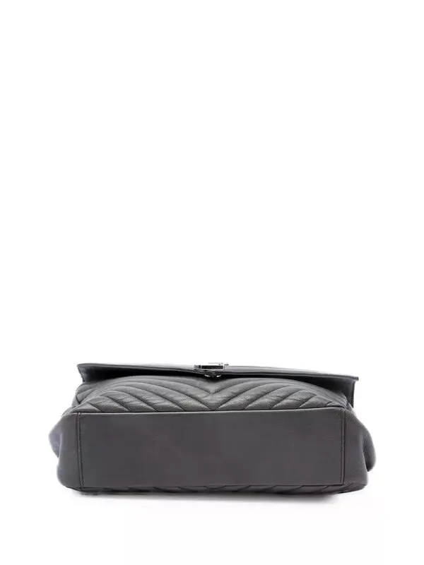 Saint Laurent 2016 Large Chevron Sheepskin Monogram College Satchel