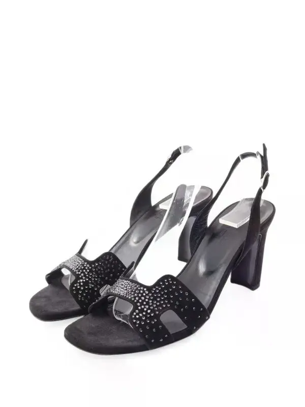 Hermès 2000s Eternité Rhinestone Sandals - Black