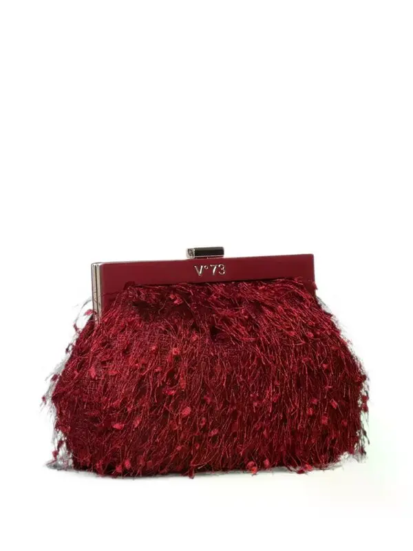 V°73 Feather-effect Clutch Bag