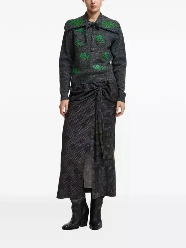 Essentiel Antwerp Bead-embellished Floral-motif Collar - Grey