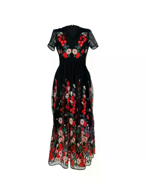 Maje Raphael Floral-embroidered Dress