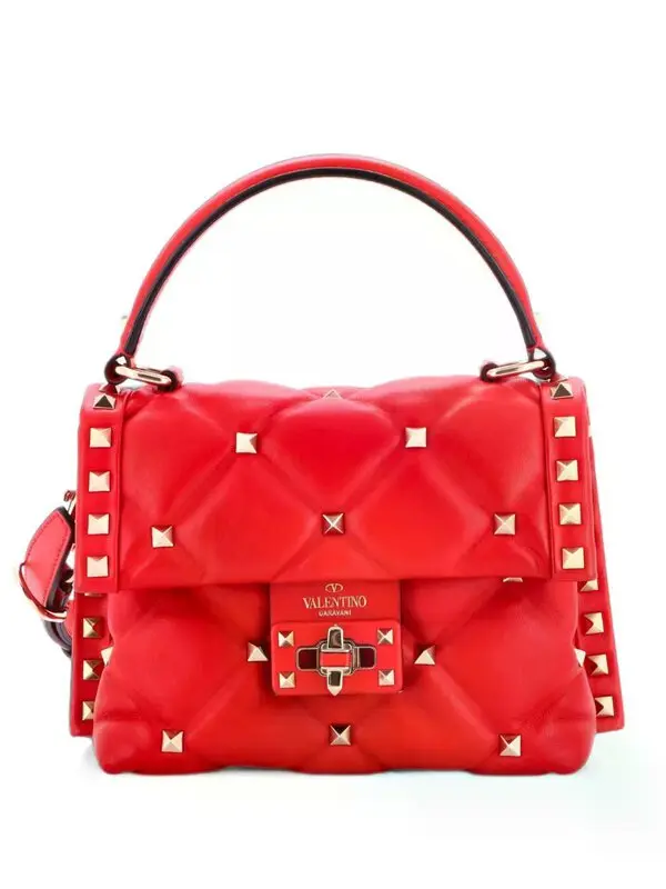 Valentino Garavani Candystud Top Handle Bag Leather Mini Satchel - Red