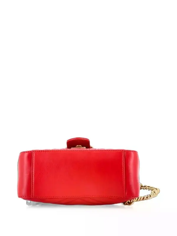 Gucci Gg Marmont Top Handle Flap Bag Matelasse Leather Mini Satchel