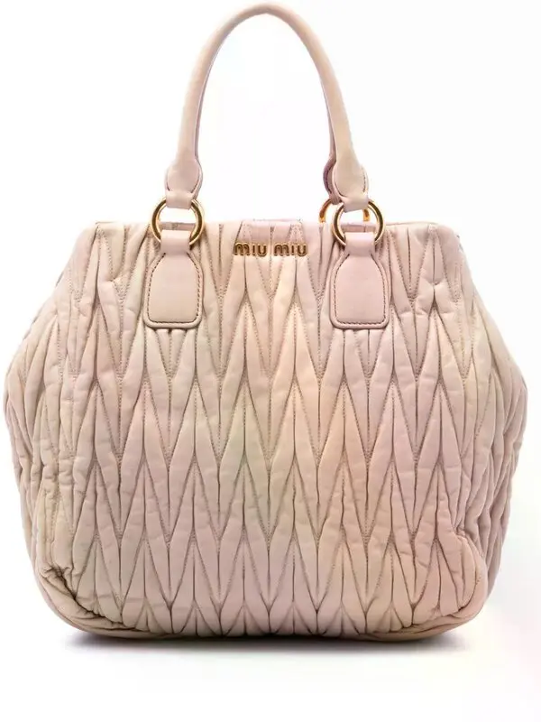 Miu Miu 2010-2026 Matelasse Nappa Convertible Tote Satchel - Neutrals