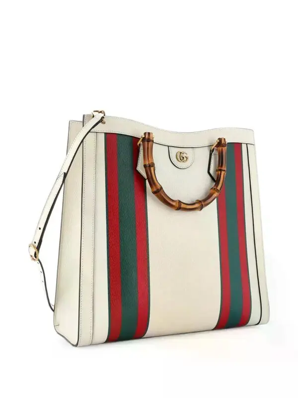 Gucci Diana Nm Bamboo Handle Printed Leather Large Tote Bag