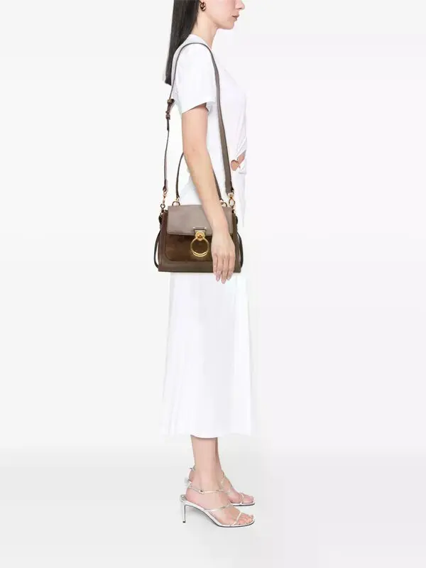 Chloé 2020 Small Calfskin And Suede Tess Day Satchel - Brown