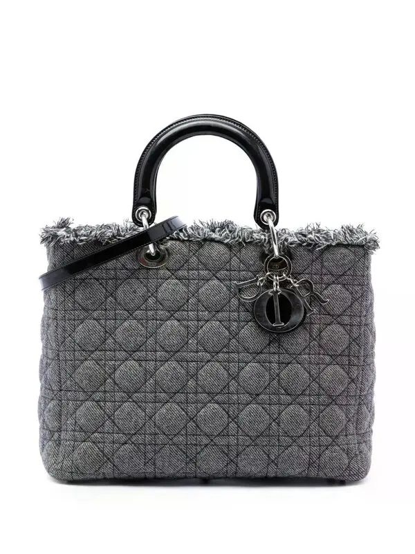 Dior 2011 Large Tweed Cannage Lady Satchel