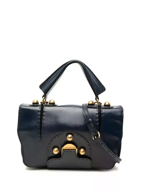 Fendi 2000-2010 Textured Patent F3 Secret Code Satchel