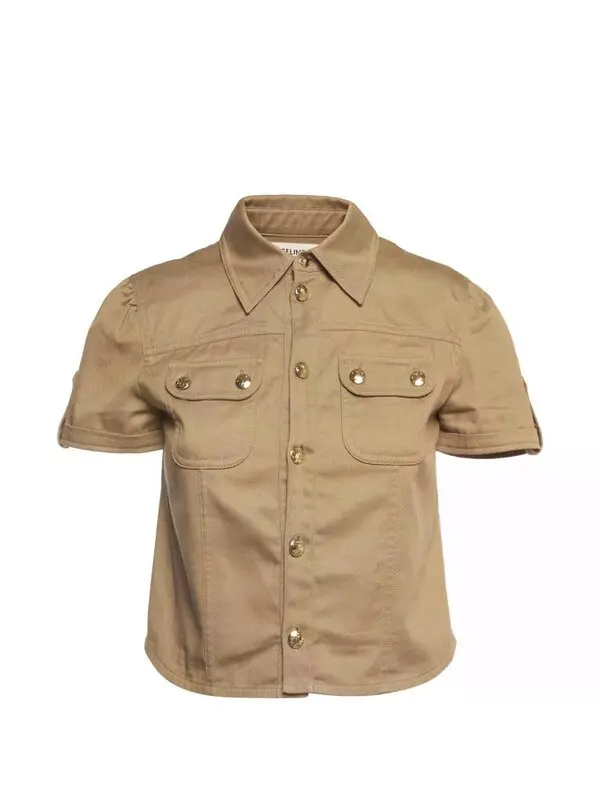 Celine Cropped Utility Shirt - Neutrals