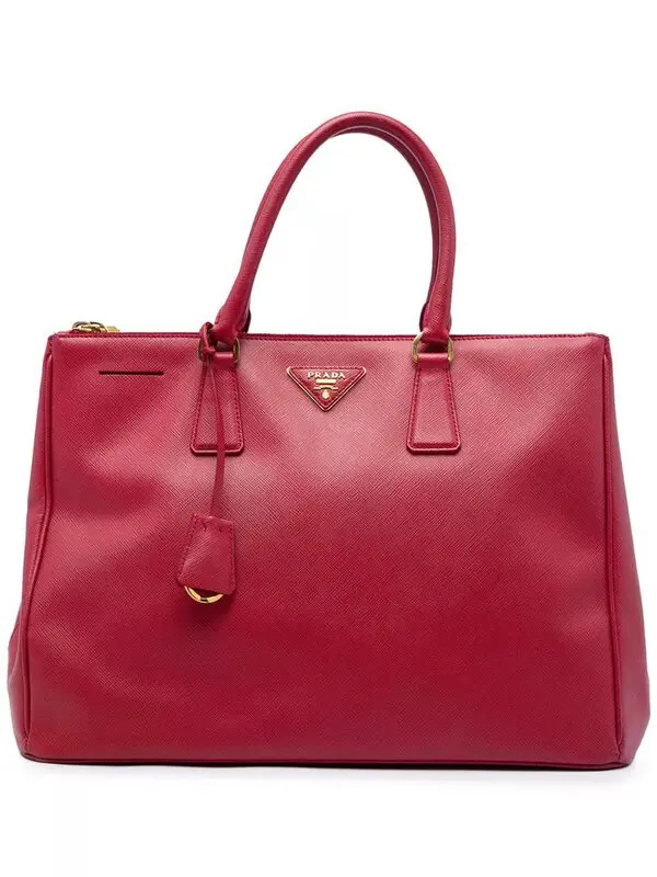 Prada 2013-2026 Large Saffiano Lux Galleria Double Zip Tote Bag - Red