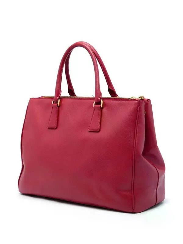 Prada 2013-2026 Large Saffiano Lux Galleria Double Zip Tote Bag - Red
