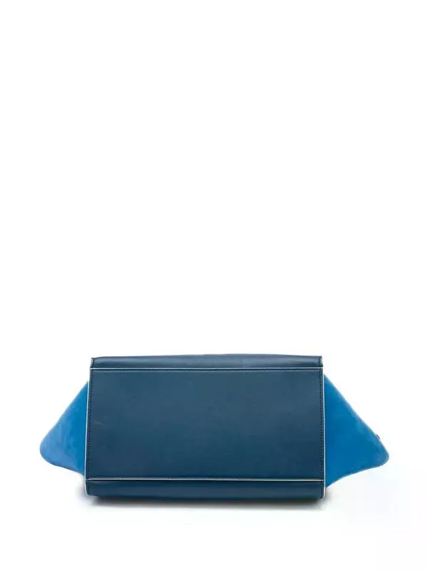 Celine 2015 Small Bicolor Calfskin And Nubuck Trapeze Satchel - Blue