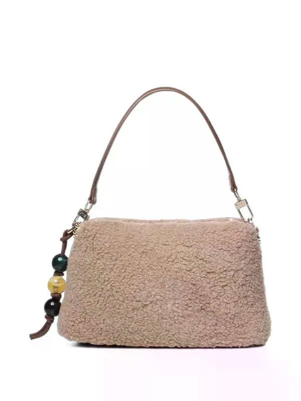 V°73 Teddy-effect Embroidered Shoulder Bag
