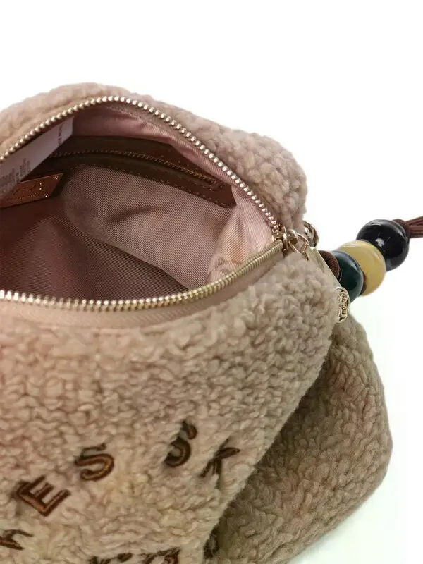 V°73 Teddy-effect Embroidered Shoulder Bag