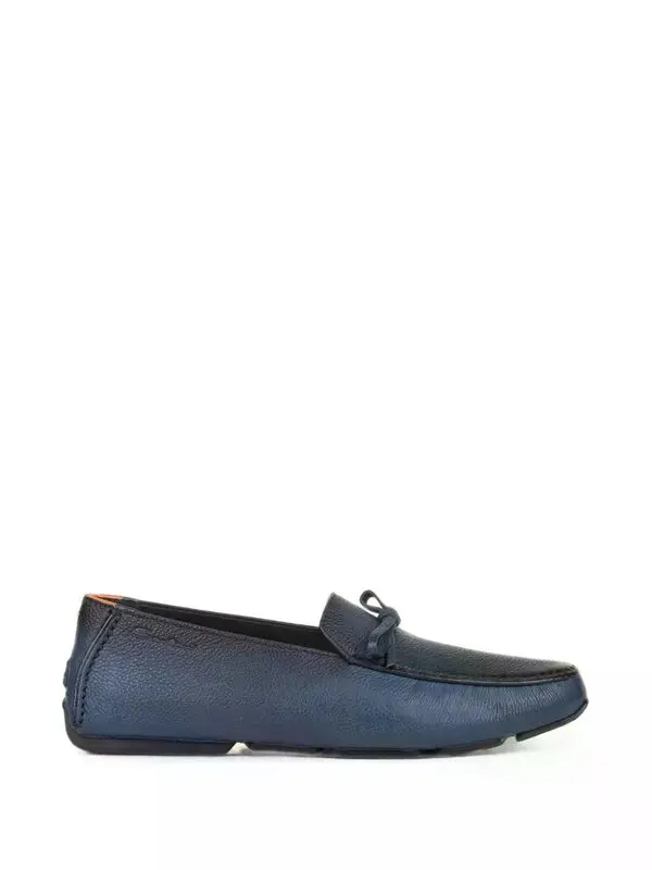 Santoni Bow-detail Round-toe Loafers - Blue