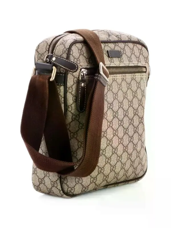 Gucci Front Zip Messenger Gg Coated Canvas Medium Crossbody Bag - Brown