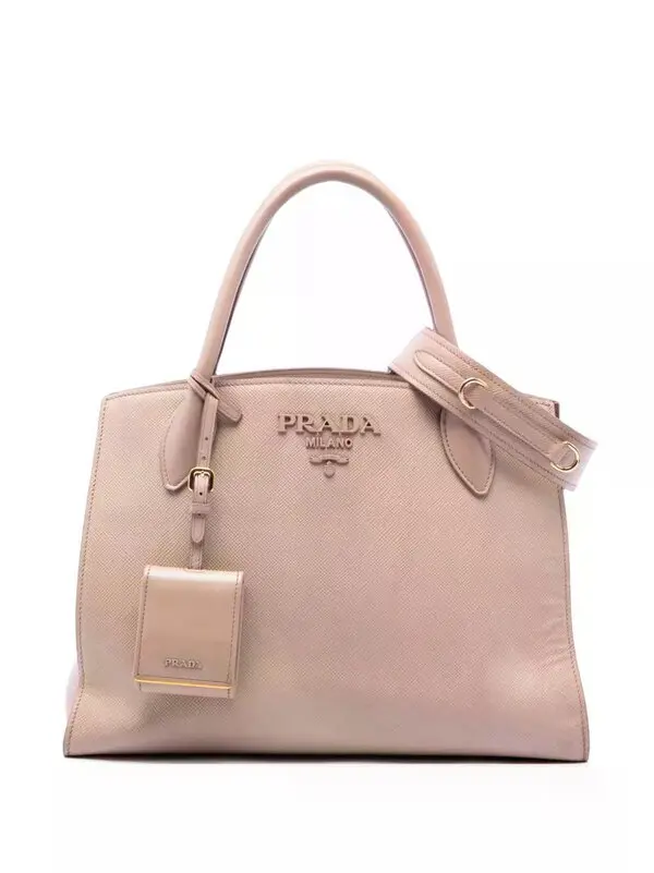 Prada 2013-2026 Medium Saffiano Cuir Monochrome Top Handle Tote Satchel