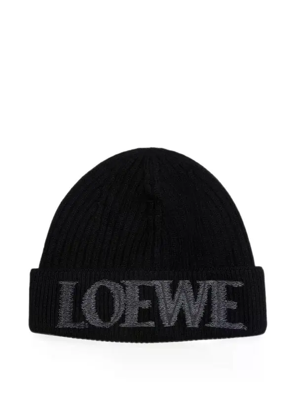Loewe Logo-embroidered Ribbed Beanie Hat