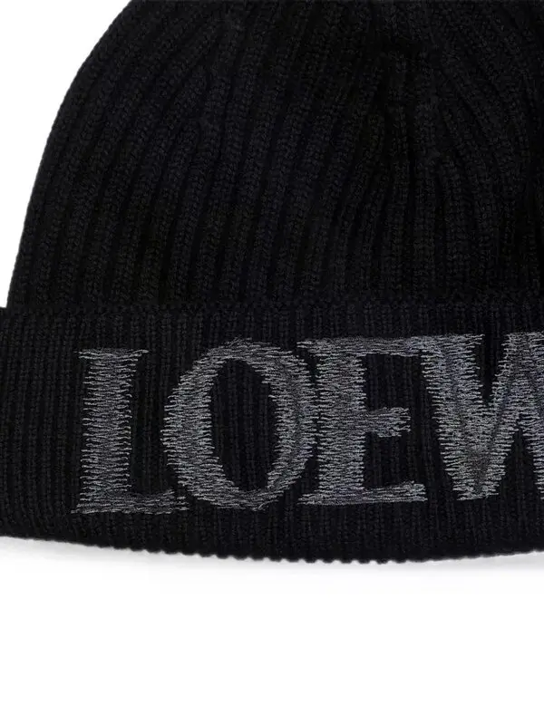 Loewe Logo-embroidered Ribbed Beanie Hat