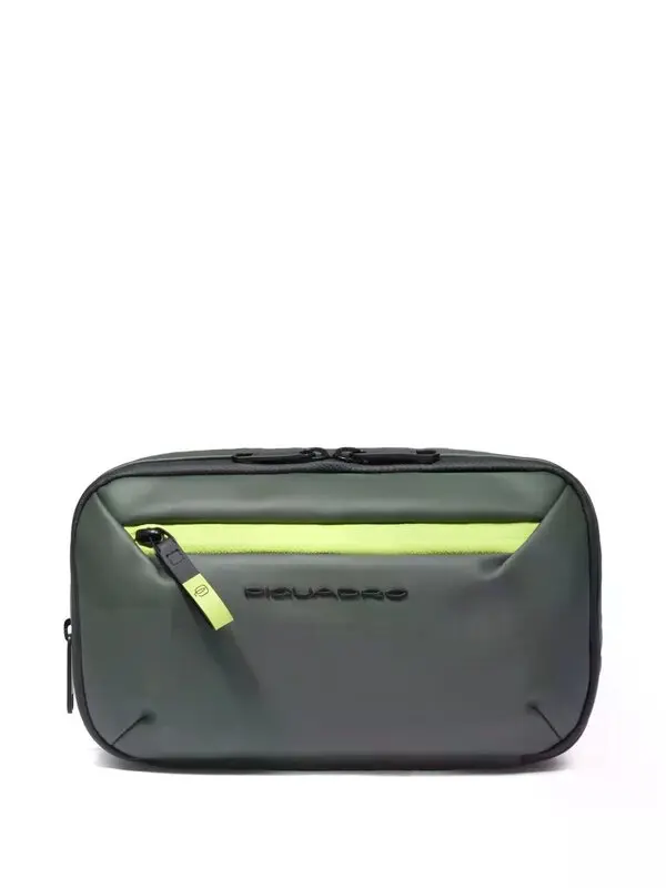 PIQUADRO Water-resistant Rubberised Toiletry Bag - Green