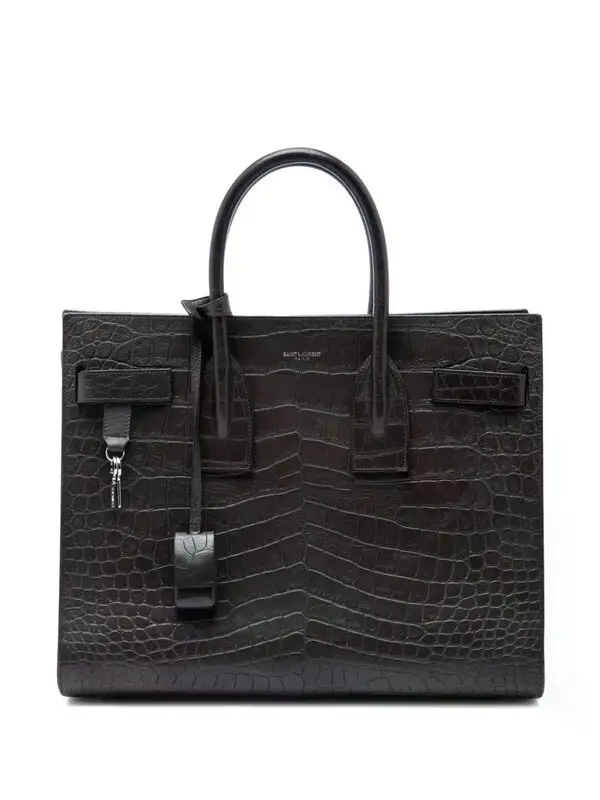 Saint Laurent 2016 Small Croc Embossed Leather Sac De Jour Satchel