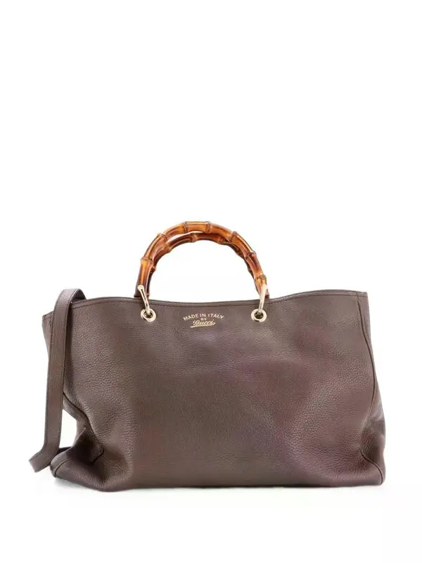 Gucci Bamboo Shopper Leather Large Tote Bag