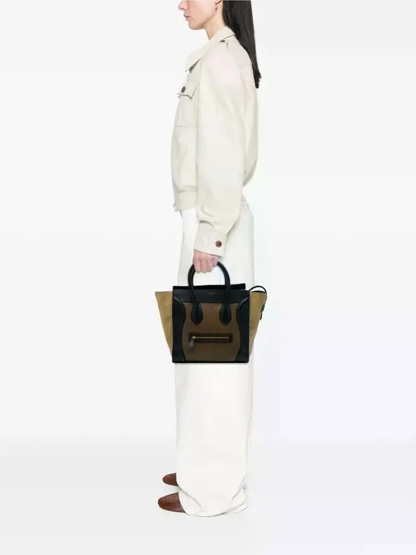 Celine 2012 Mini Tricolor Calfskin And Suede Luggage Tote Bag - Brown