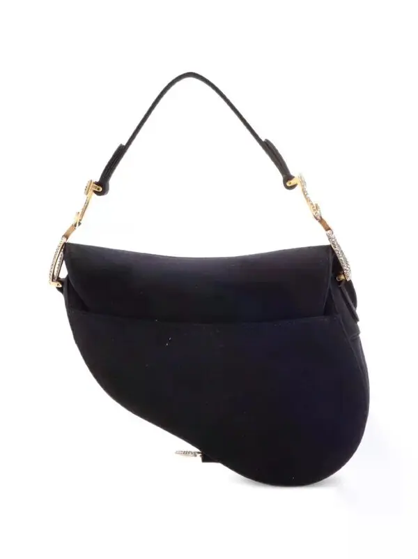 Dior Saddle Handbag Satin With Crystals Mini Shoulder Bag - Black