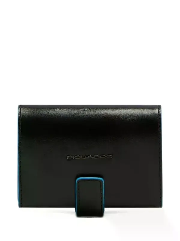PIQUADRO Blue Square Logo-debossed Leather Cardholder