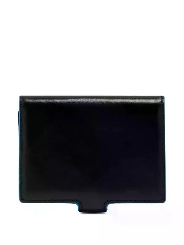 PIQUADRO Blue Square Logo-debossed Leather Cardholder