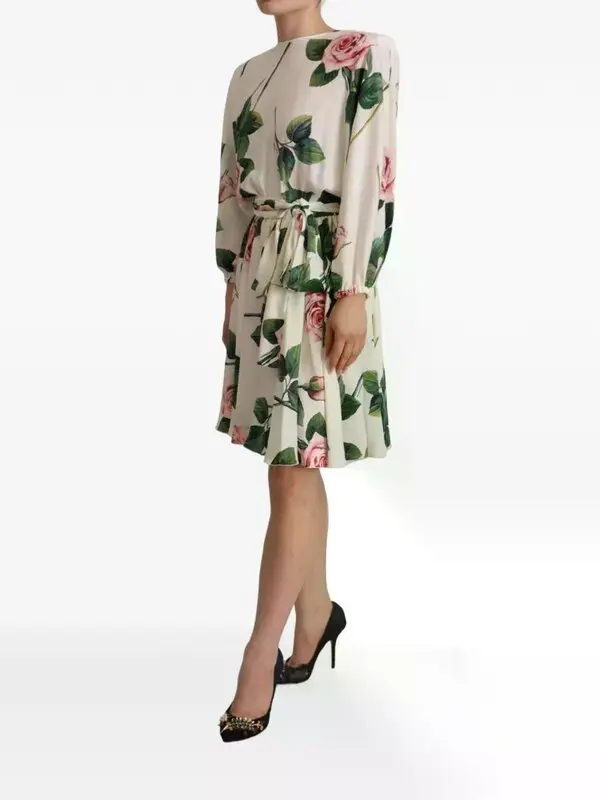 Dolce & Gabbana Rose-print Mini Dress - White