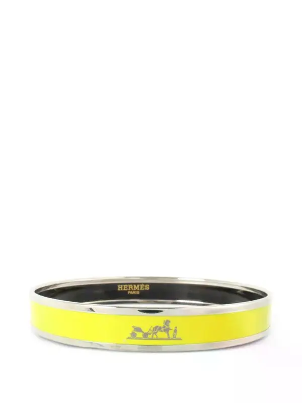 Hermès Pm Caleche Enamel Bangle - Silver