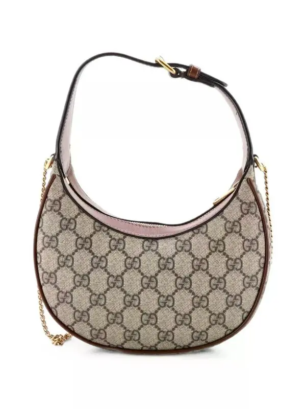 Gucci Interlocking G Patch Half Moon Gg Coated Canvas Mini Hobo Bag
