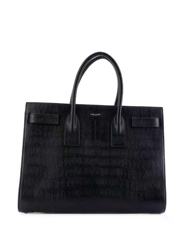 Saint Laurent Sac De Jour Bag Crocodile Embossed Leather Medium Tote Bag
