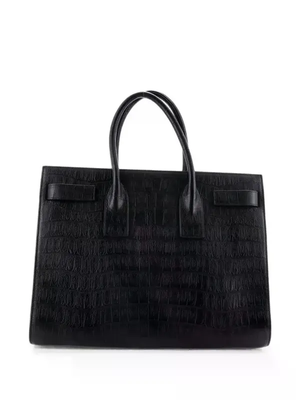 Saint Laurent Sac De Jour Bag Crocodile Embossed Leather Medium Tote Bag