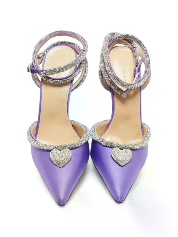 Mach & Mach Crystal-embellished Ankle-strap Pumps - Purple