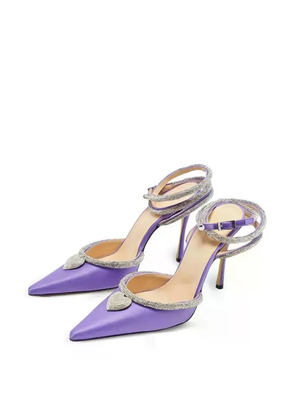 Mach & Mach Crystal-embellished Ankle-strap Pumps - Purple