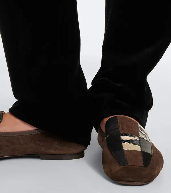 Khaite Zoe Patchwork Suede And Leather Slip-on Shoes - Brown