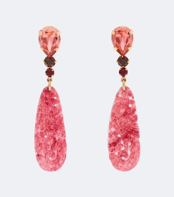 JENNIFER BEHR Corinna Embellished Drop Earrings - Red