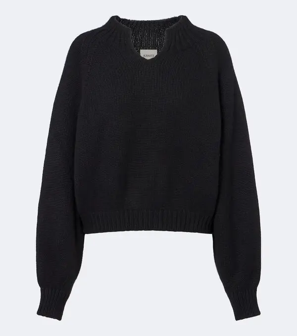 Khaite Cropped Cashmere Sweater - Black