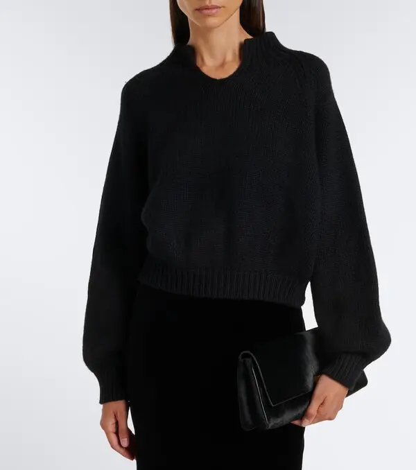 Khaite Cropped Cashmere Sweater - Black