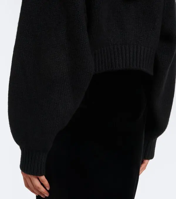 Khaite Cropped Cashmere Sweater - Black
