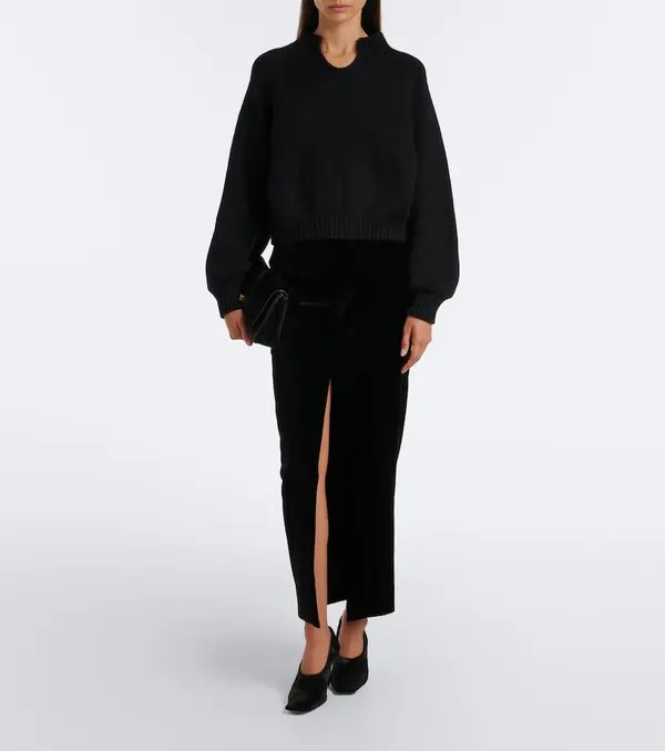 Khaite Cropped Cashmere Sweater - Black
