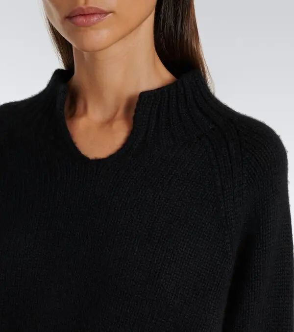 Khaite Cropped Cashmere Sweater - Black