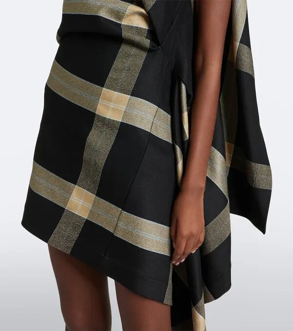 Loewe Caped Checked Minidress