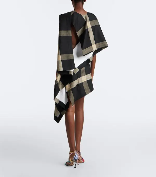 Loewe Caped Checked Minidress