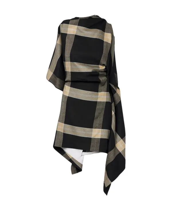 Loewe Caped Checked Minidress