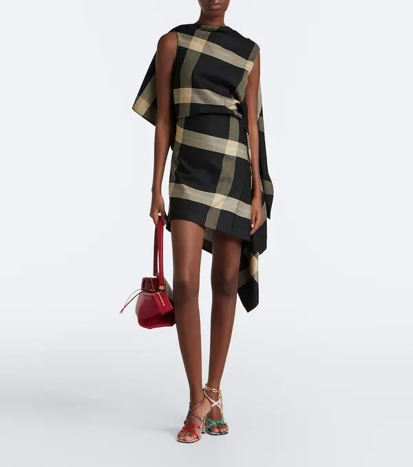 Loewe Caped Checked Minidress