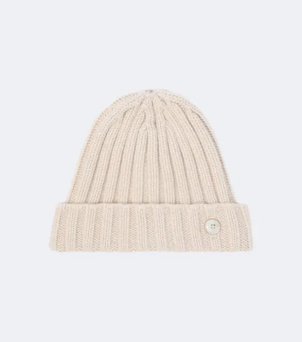 GOD'S TRUE CASHMERE Ribbed-knit Cashmere Beanie With Moonstone - Beige